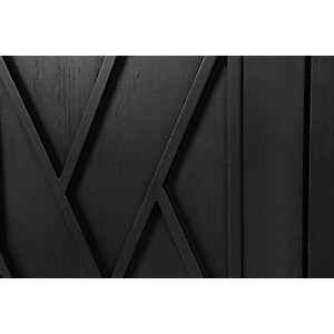 ZSQ Wooden Sideboard Cabinet, American Country Vintage Old Living Room Dining Room Hallway Entryway Cabinet, Solid Wood Buffet Table (Black)