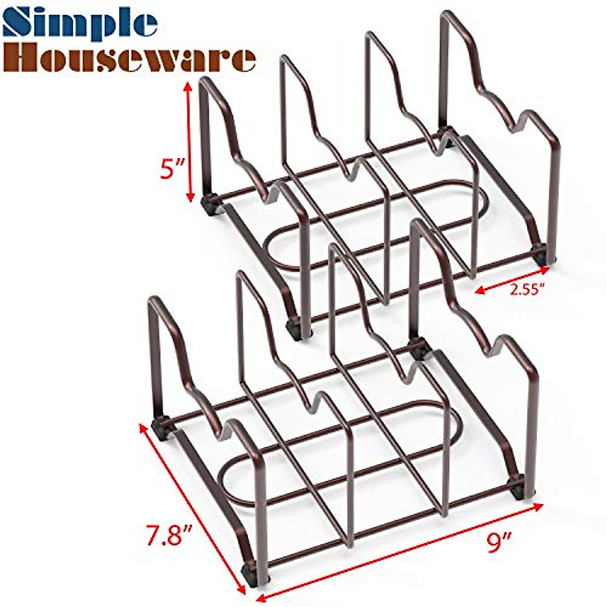 2 Pack - SimpleHouseware Kitchen Cabinet Pantry and Bakeware Organizer Rack Holder, Bronze