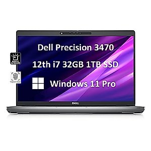 Dell Precision 3470 3000 Mobile Workstation 14" FHD (Intel 12-Core i7-1260P, 32GB DDR5 RAM, 1TB SSD, NVIDIA T550) Business Laptop, Backlit, Fingerprint, Thunderbolt 4, RJ-45, 1080p Webcam, Win 11 Pro
