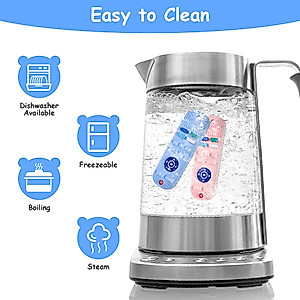 Aolso Baby Teether Toys, 2PCS Silicone Teething Toys, Remote Control Shape Teething Toys with 2PCS Pacifier Clip, Teething Relief Toys for Baby 3-24 Months, BPA-Free Baby Chew Toys(Bule&Pink)