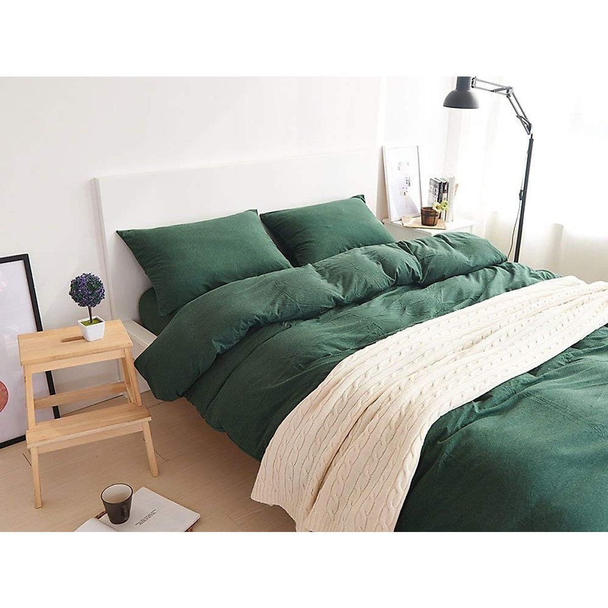 Jersey Knit Cotton Duvet Cover Set Bedding Set Soft Knit Comforter Cover Queen Size 3 Pieces Bedding Set 1 Duvet Cover 2 Pillowcases Queen Duvet Cover Set