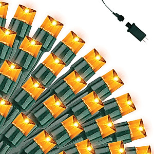 Joiedomi 100 LED Orange Halloween String Lights with 8 Modes 32.4FT Green Wire for Indoor Outdoor Holiday Décor Halloween Event Decoration, Tree, Eaves, Haunted House Theme Party