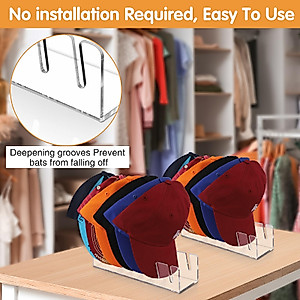 2 PCS Hat Stand for Baseball Caps Display and Storage,Hat Organizer for 14 Baseball Caps,Acrylic Baseball Hat Storage Organizer No Install,Baseball Hat Organizer for Bedroom, Closet (clear-2packs)