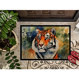Caroline's Treasures DAC2989MAT Tiger Doormat Front Door Mat Indoor Outdoor Rugs for Entryway, Non Slip Washable Low Pile, 18H X 27W