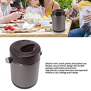 Zerodis Insulated Food Container, 304 Stainless Steel Insulation Vacuum Food Jar High Density Design Vacuum Food Jar 2l Dark Gray Durable Insulated Food Container