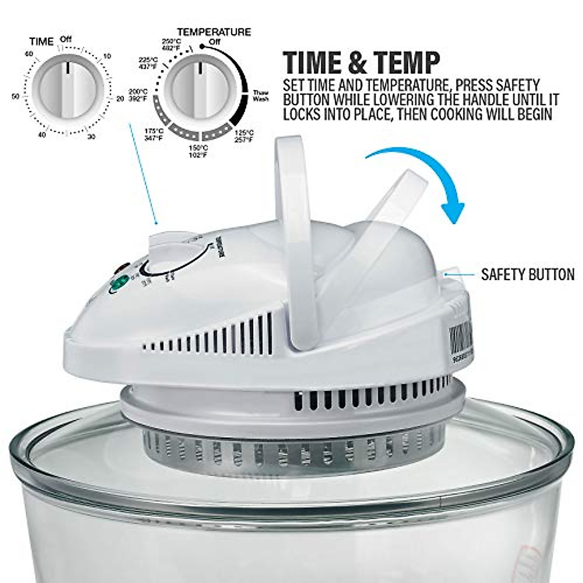 Rosewill Infrared Halogen Stainless Steel Extender Ring Convection Oven, 12-18L Dial
