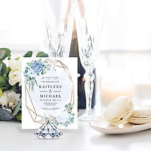 MTLEE 36 Pieces Diamond Place Card Holders Acrylic Table Number Holders for Wedding Crystal Table Card Stands Tabletop Card Holders for Weddings Baby Shower Table Card Decoration (Transparent White)