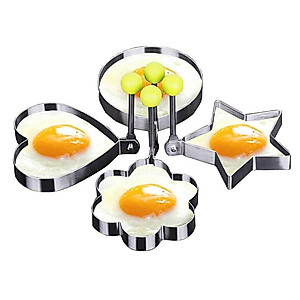 Stainless Steel Fried Egg Pancake Shaper Omelette Mould, Kitchen Tool Omelette Frying Egg Mold, Kitchen Accessories Gadget Rings(Round)