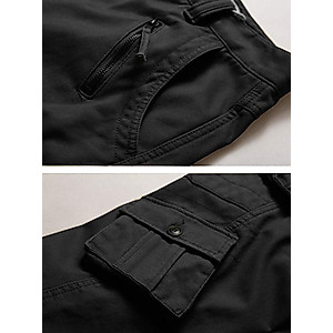 AKARMY Men's Fleece Lined Hiking Pants Outdoor Cargo Pants Casual Work Ski Pants with 8 Pockets Black 42