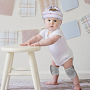 TORASO Baby Head Protector & Baby Knee Pads for Crawling,Infant Safety Helmet & Walking Baby Helmet，for Age 6-36 Months, Gray Zoo(A)