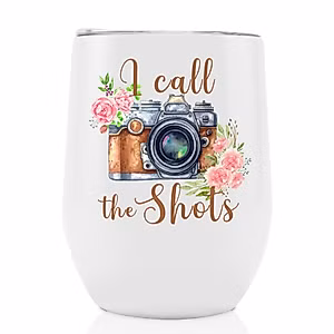 Onebttl Photography Gifts for Photographers for Women, 12oz Stainless Steel Insulated Wine Tumbler Mug with Lid - White
