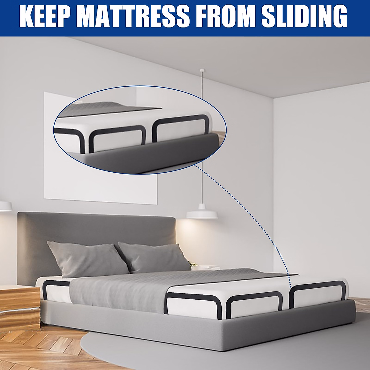 4PCS Mattress Retainer Bar for Adjustable Bed Keep Mattress Stopper from Sliding Slide Mattress Holder in Place Metal Mattress Stabilizers for Wooden Bed Frame