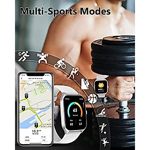 Smart Watch, 1.96-Inch HD Touch Screen Smartwatch with Text and Call, Heart Rate, Blood Oxygen, and Activity Trackers - Compatible with iPhone and Android, IP68 Waterproof, for Men and Women (Grey)