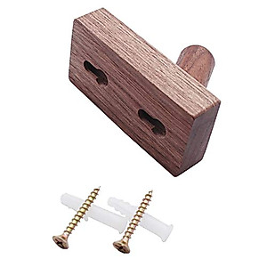 Gullor 2 PCS Natural Wooden Coat Hooks, Wall Mounted Wall Hook Rack, Decorative Craft Clothes Hooks - Black Walnut