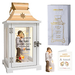 10th Wedding Anniversary Lantern, Best 10th Anniversary Wedding Gifts for Couple Parents Wife Husband Tin 10 Years of Marriage for Him Her, Unique 10th Wedding Ideas