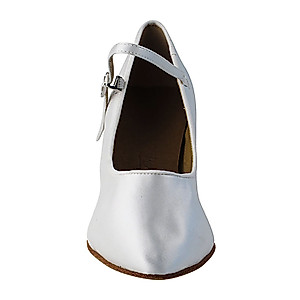 Very Fine Dance Shoes - Ladies Standard, Smooth Ballroom Dance Shoes - SERA5522-2.5-inch Heel and Foldable Brush Bundle - White Satin - 8