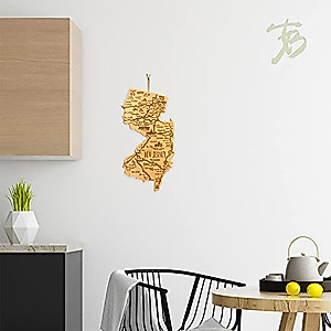 Totally Bamboo Destination New Jersey State Shaped Serving and Cutting Board, Includes Hang Tie for Wall Display
