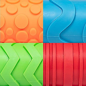 READY 2 LEARN Paint and Clay Texture Rollers - Set of 4 - Textured Dough Rolling Pins for Kids - Open-Ended Patterns for Crafts and Decoration