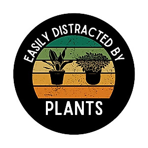 Retro Pots Easily Distracted By Plants | Botany Plant Lover PopSockets Swappable PopGrip