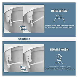 Bathroom Bidet Toilet Fit for Seat Attachment Toilet Bidet Sprayer Ultra-Thin 3 Funtions Ass Bidet Shower Hygienic Wash Bathroom Shower Head (Color : Chrome, Size : 1)