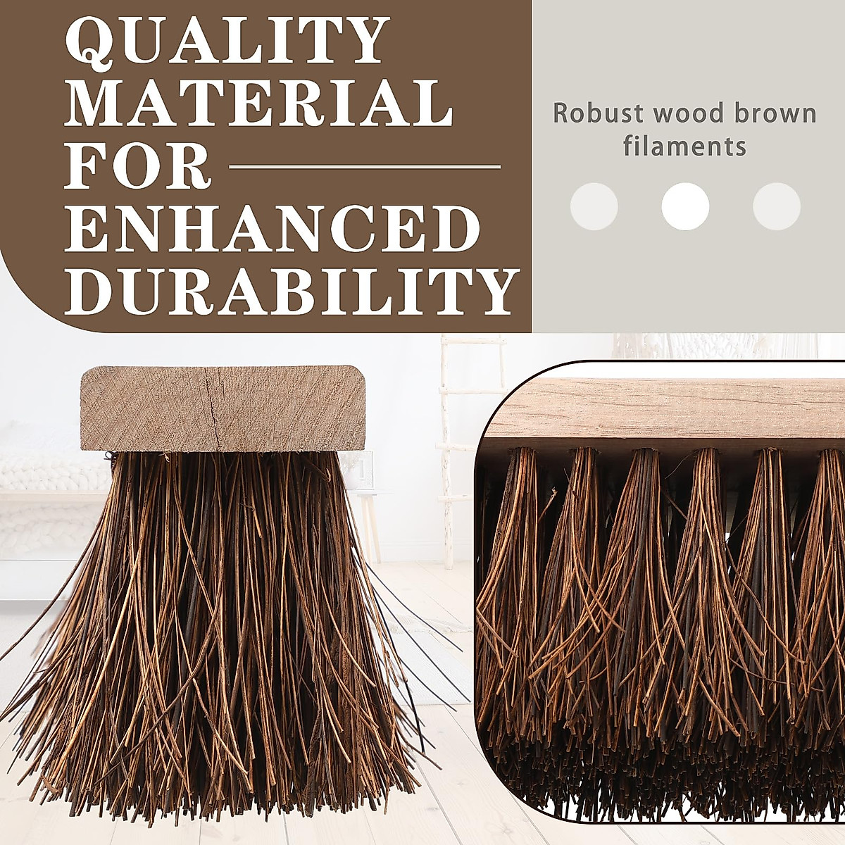 FillTouch 2 Pcs Push Broom Head Large Outdoor Push Broom Heavy Duty Broom for Garage Driveway Cleaning, Farmhouse Animals Sheep Cow Back Scratcher (24 x 4 Inch)