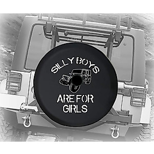 Silly Boys These are for Girls Off Road 4x4 Girl Rough Terrain Driver Free Spirit Travel JL Spare Tire Cover with Backup Camera Hole Black Size 32 Inch
