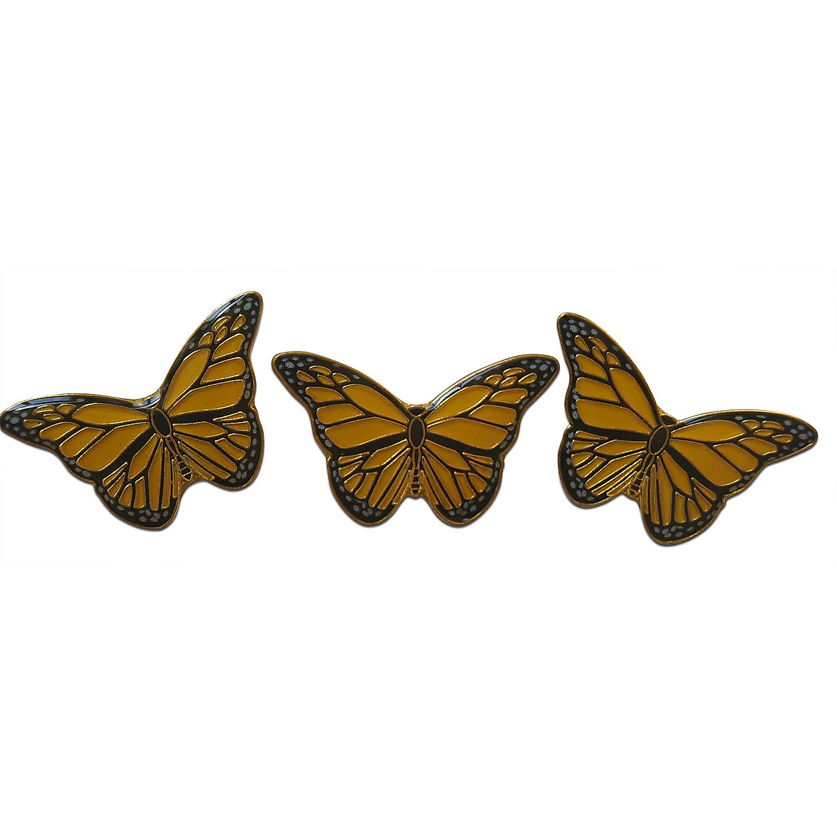 3-Piece Monarch Butterfly Butter-Fly Pride Lapel Pin Hat Pin & Tie Tack Set with Clutch Back by Novel Merk