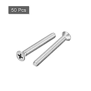 uxcell 10#-24x1-3/4" Flat Head Machine Screws Phillips 304 Stainless Steel Bolts 50pcs