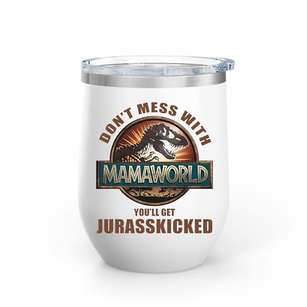 Don't Mess with Mamaworld Tumbler, Nutrition Facts Gift for Mother's Day, 12oz Insulated Jurassic Coffee Cup Gift for Mom, Stepmom or Mother-in-Law from Kids