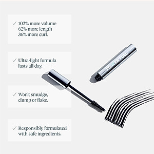 Wonderskin Mascara - Black Mascara for Volume, Length, and Curl - Lengthening, Volumizing & Smudge Proof Lash Makeup