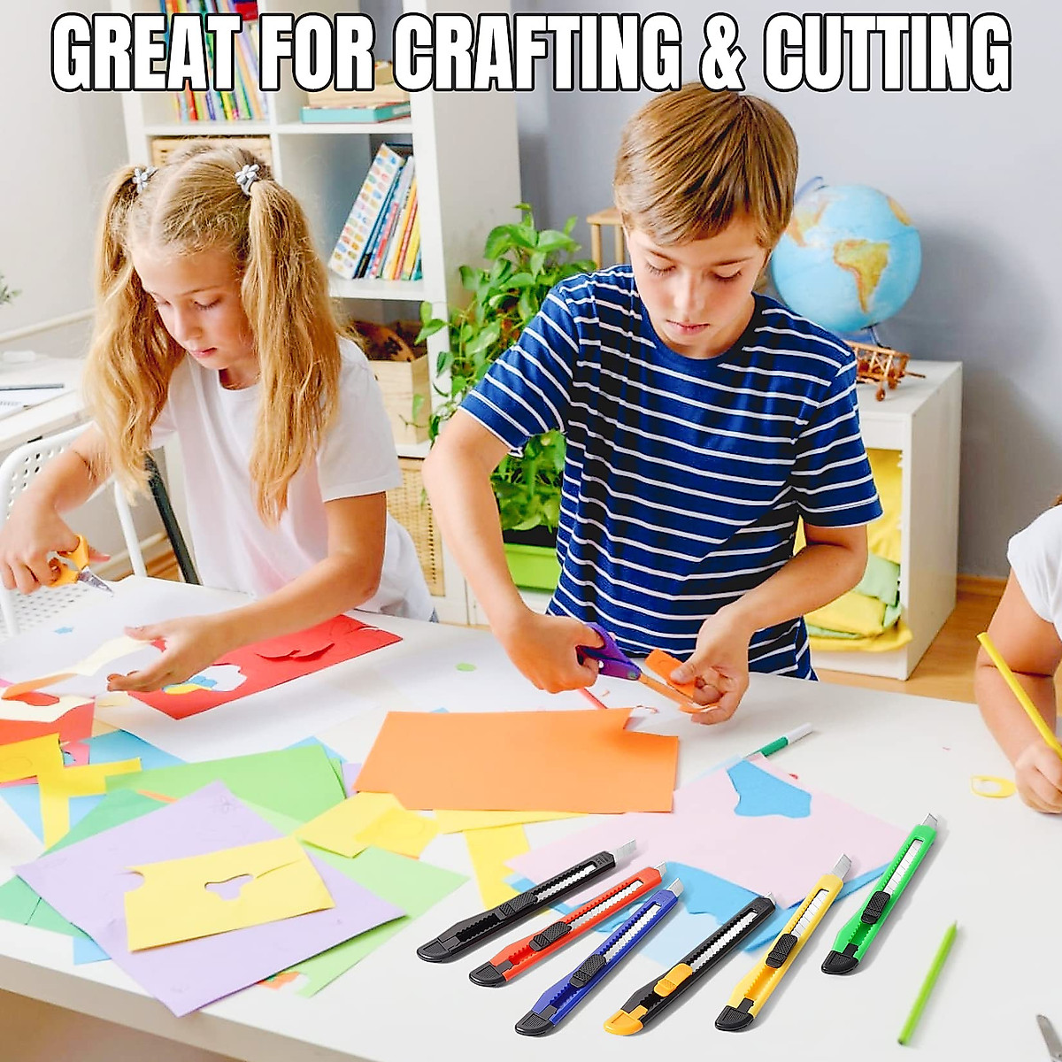 TIFICAL 4 Pack Box Cutter Retractable, Utility Knife 9MM Wide Snap-Off Blades, Exacto Knife for Cutting Box, Wrapping, Cardboard, Extended Razor Knife, Box Opener Perfect for Office, Home, School