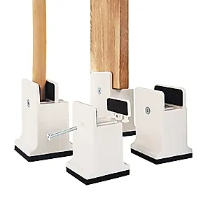 Affogato Bed Risers, Adjustable Furniture Risers with Screw Clamp, 4 Pack Heavy Duty Furniture Risers 3.4 Inch for Chairs, Desk, Cabinet, Sofa, Fit Leg Diameters 0-1.4”, Support Up to 5000lbs (White)
