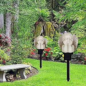 Ghlevo Resin Craft Solar Angel Cupid Christmas Outdoor Decoration Lighting Floor Lamp Chandelier Sun Angel Novelty Landscape Light Path Porch Home Garden Light