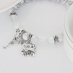 HUTIMY Cheer Bracelet Beads Bracelets Gifts Ideas for Cheer Team Jewelry Teens Cheerleading Bracelet
