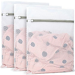 3Pcs Durable Diamond Mesh Laundry Bags for Delicates 12 x 16 Inches (3 Medium)