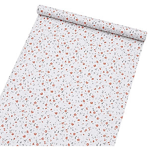 Orange Floral Self Adhesive Vinyl Drawer Shelf Liner Contact Paper for Lining Kitchen Cabinets Shelves Drawer Dresser Furniture Wall Arts and Crafts