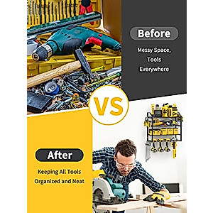 Venkuber Power Tool Organizer, Drill Holder Wall Mount, Garage Tool Organizers and Storage Heavy Duty Tool Shelf Rack