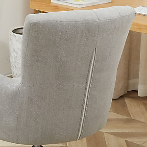 HOMCOM Mid Back Modern Home Office Chair with Tufted Button Design and Padded Armrests, Swivel Computer Desk Chair for Study Living Room Bedroom, Gray