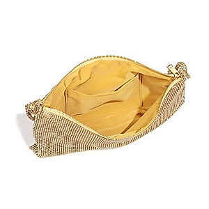 YUWITA Rhinestone Evening Handbag Purse Small Hobo Shoulder Bag for Women (Gold)