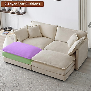 Suheww Modern Loveseat 2-Seater Sofa Couch Deep Seat Sectional Cloud Sofa, Modern Deep Seat Comfy Couch with Ottomans, 76.7" Modular Sectional Sofa Chenille Loveseat for Living Room Small Space