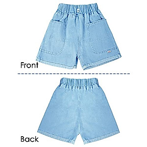 Baby Girl Summer Denim Shorts Wide Leg Cute Cooling Jeans Hot Pants Kids Casual Elastic Waistband Skirt Shorts 5-6 Years