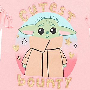 Star Wars Baby Yoda Little Girls T-Shirt and Leggings Outfit Set Pink/Green 6-6X