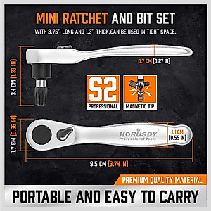 SEDY 42-Pieces Mini Ratchet Screwdriver and Bit Set, Waterproof Case 1/4-Inch Mini Ratchet Screwdriver and S2 Bits Kit with Extension Bit Holder, Pocket Size