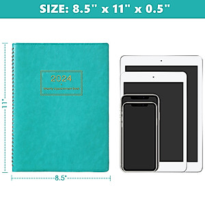 2024 Weekly Appointment Book & Planner - Large 2024 Daily Hourly Planner, January 2024 - December 2024, 8.5" x 11", 2024 Appointment Book with 15-Minute Interval + Thick Paper + Pocket - Turquoise