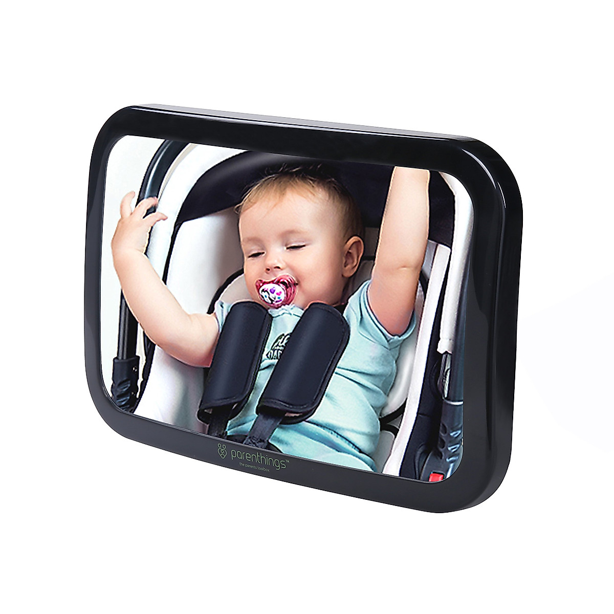 Parenthings® Baby Car Mirror for Back Seat Rear View Monitor-Super Clear Wide View with Acrylic 360° Rotatable Pivot-100% Shatterproof and Stable-Universal Fit Classic Black