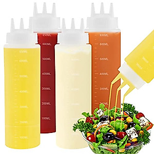 4Pack 23oz Plastic Squeeze Squirt Condiment Bottles Sauce Squeeze Bottles for Electric Sauce Warmer