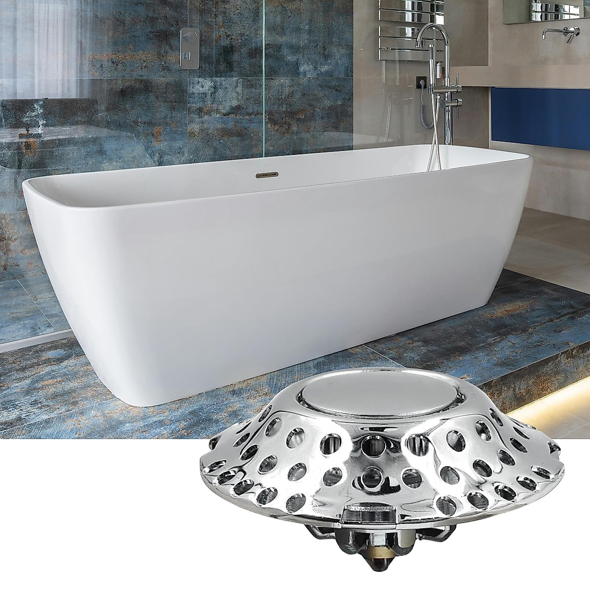 Miayaya Copper Bathtub Stopper with Dual Filtration Design 2 in 1 Tub Stopper with Drain Hair Catcher Pop Up Bathtub Drains Plug for 1.45-1.8 Inch Drain Shoe