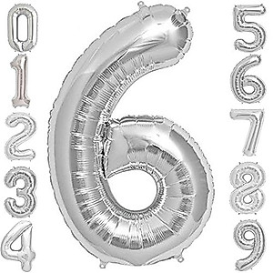 Tellpet Silver Number 6 Balloon, 40 Inch