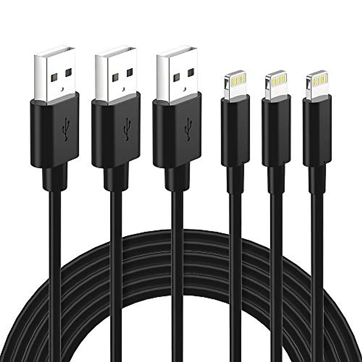 Nikolable Lightning Cable Certified iPhone Charger 3Pack 6ft Lighting to USB A Charging Cord Compatible with iPhone 14 13 12 11 Pro Max XS XR 8 Plus 7 Plus 6s Plus 5S iPad Pro and More, Black