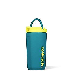 Corkcicle. Kids Tumbler Triple Insulated Stainless Steel Travel Mug, Easy Grip, Non-Slip Bottom, Keeps Beverages Cold for 18 Hours and Hot for 3 Hours, 12 oz, Electric Tide